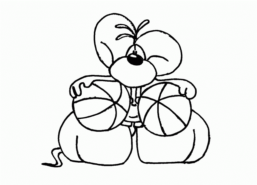 Kolorowanka Myszka Diddl koszykówka do druku i online