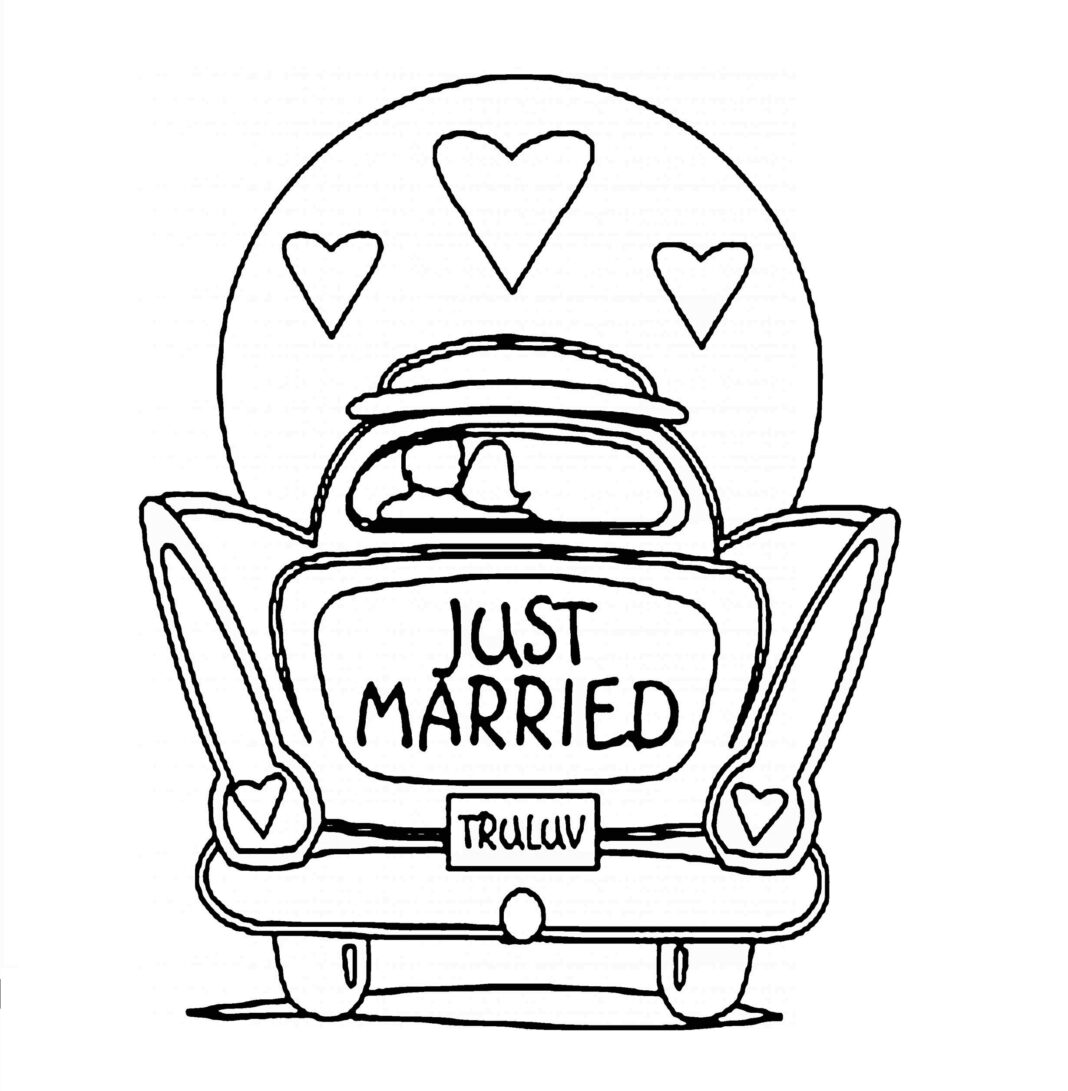 Kolorowanka Auto do ślubu do druku i online