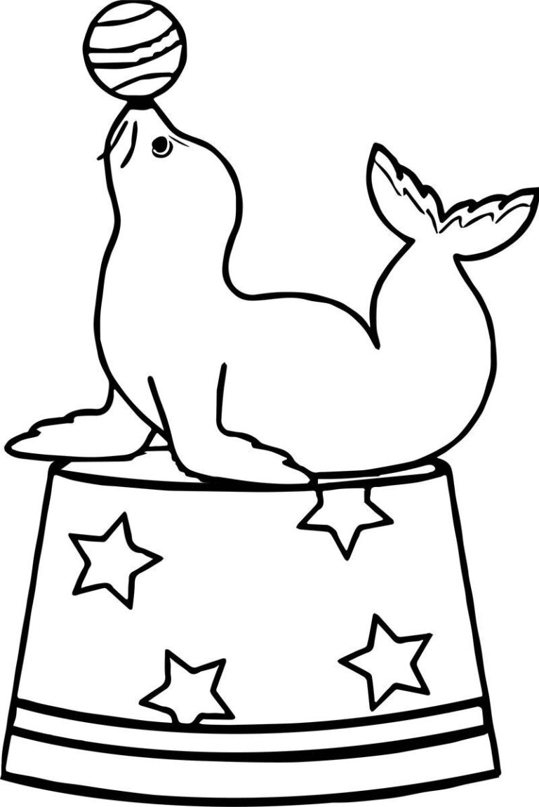 Kolorowanka Foka w cyrku do druku i online