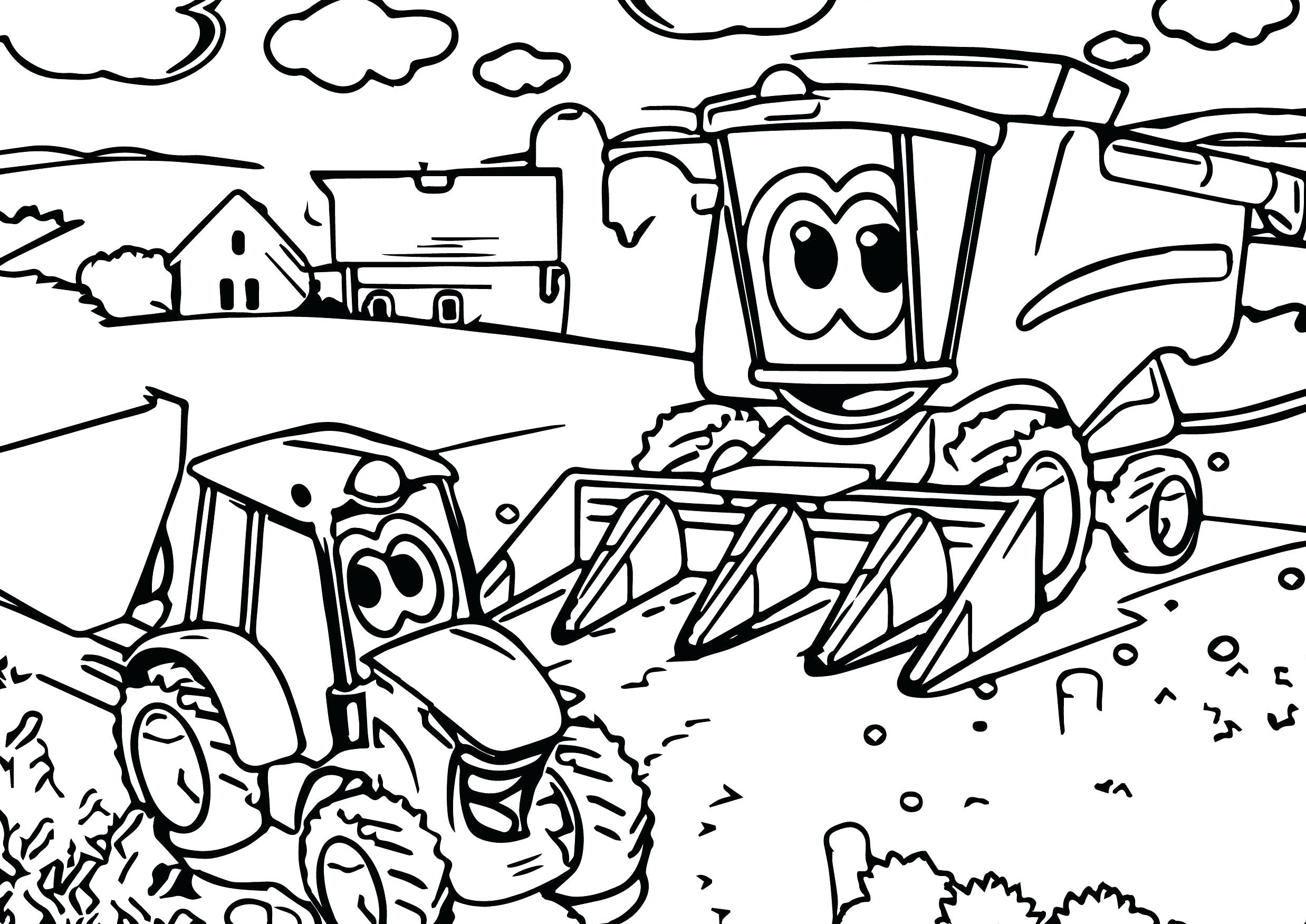 Kolorowanka Traktor i kombajn do druku i online