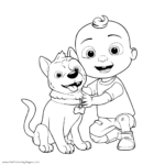 Kolorowanka Cocomelon i piesek do druku i online