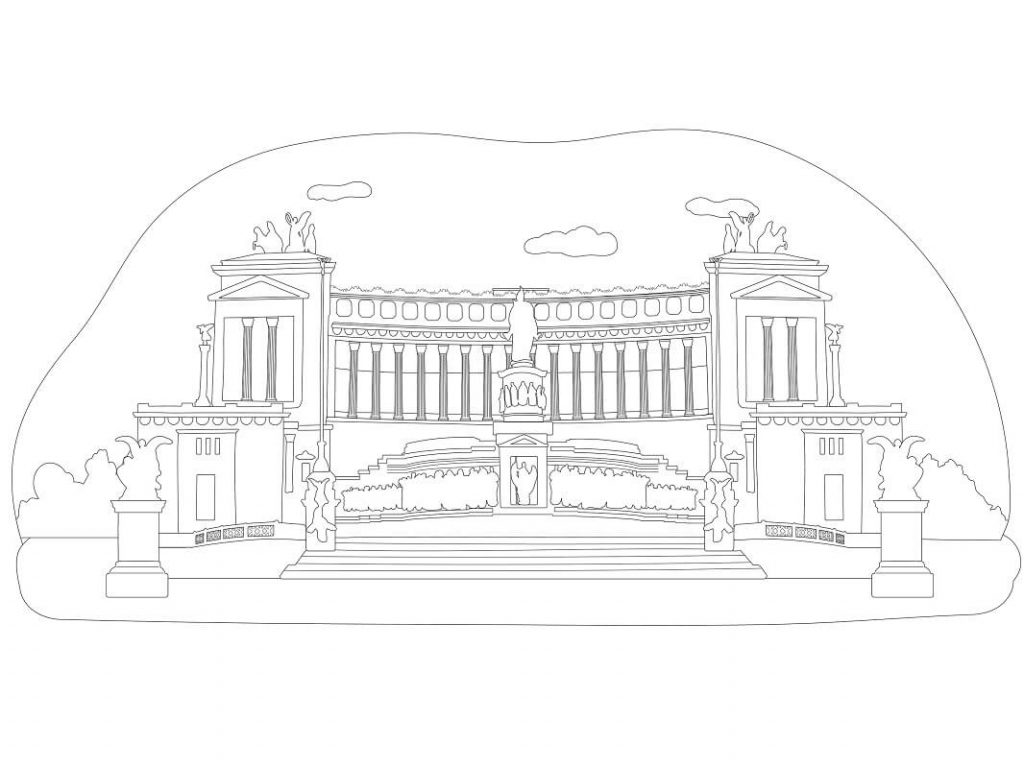 Kolorowanka Plac wenecki w Rzymie do druku i online